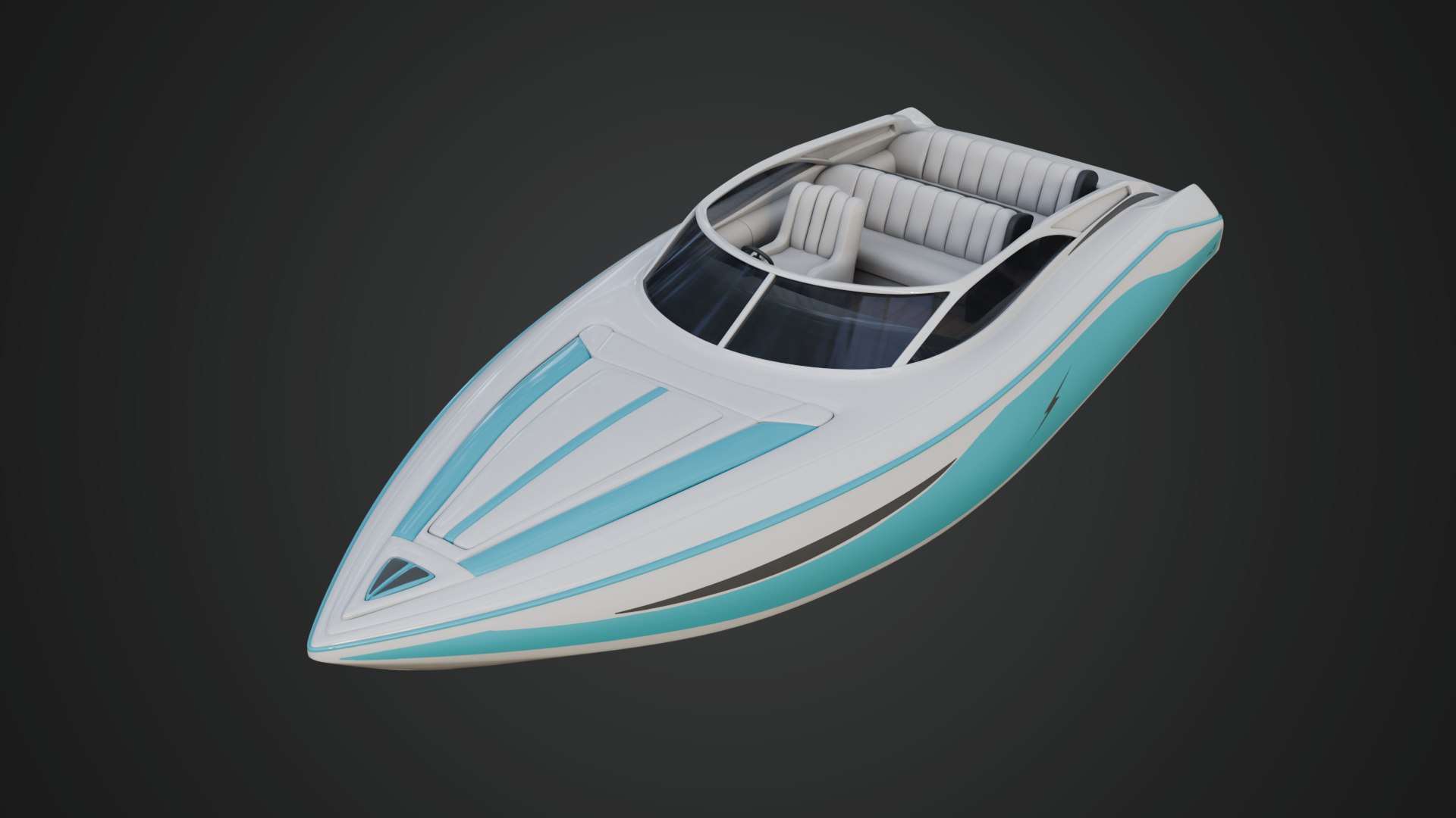 3D Speed Boat With Blue Accents Model - TurboSquid 2289972
