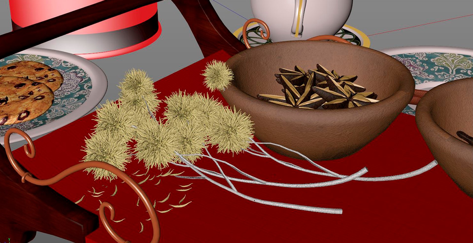 tea cookies table c4d