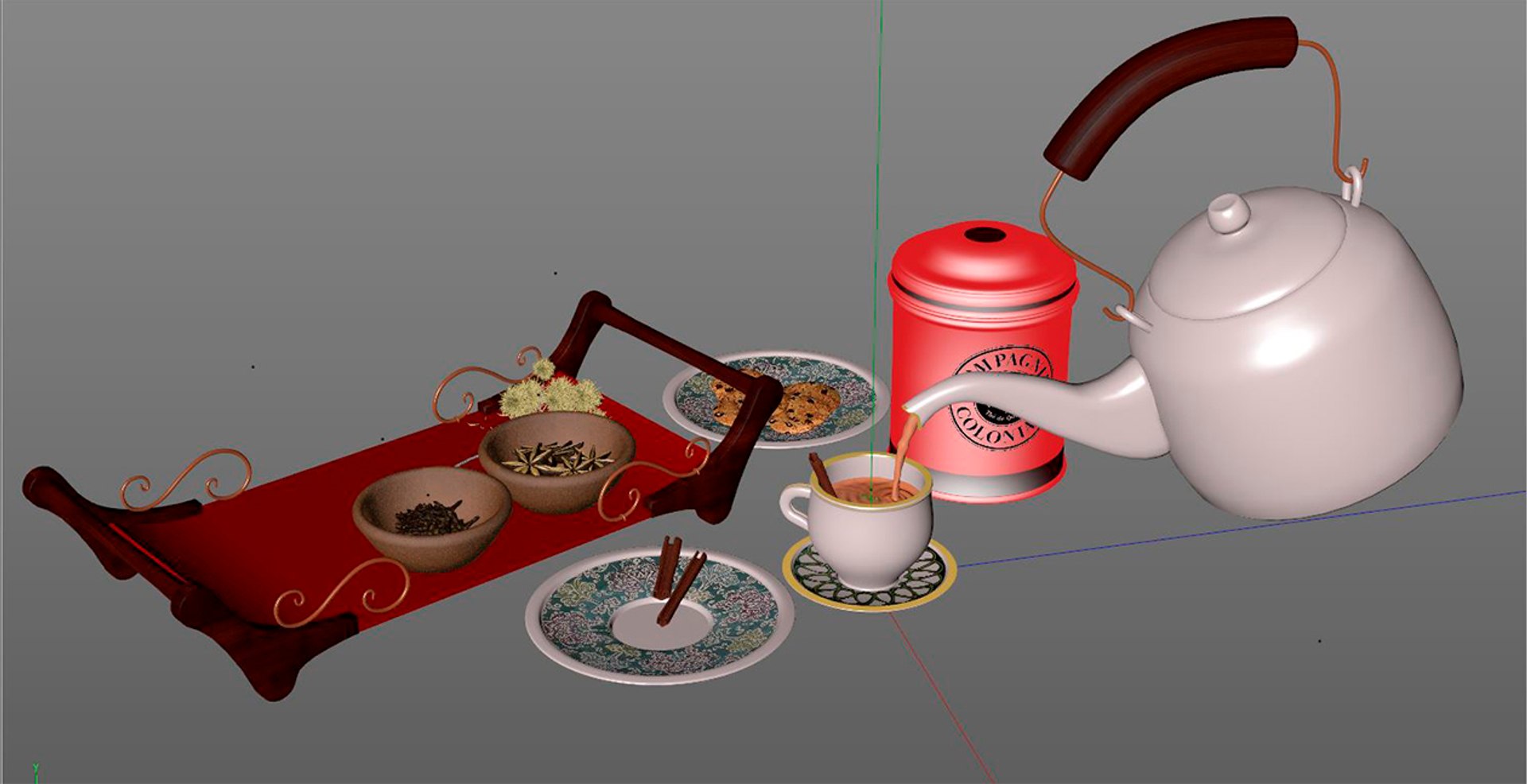 tea cookies table c4d