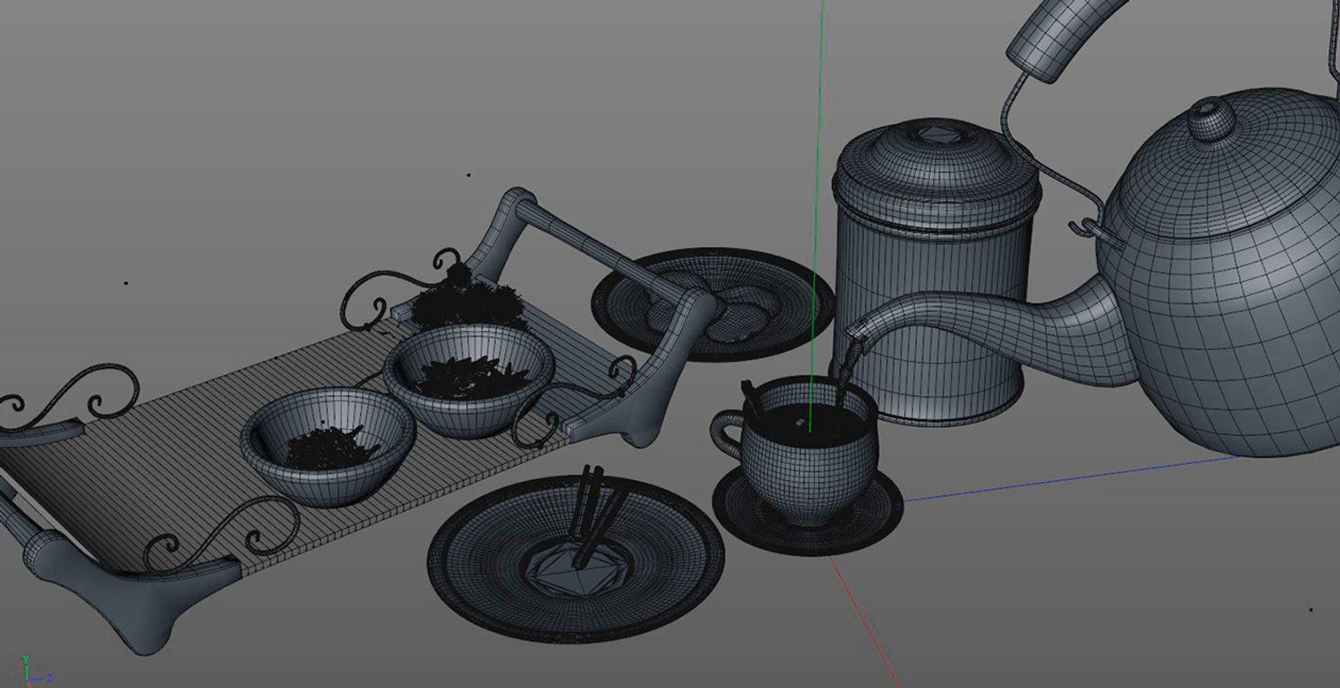 tea cookies table c4d