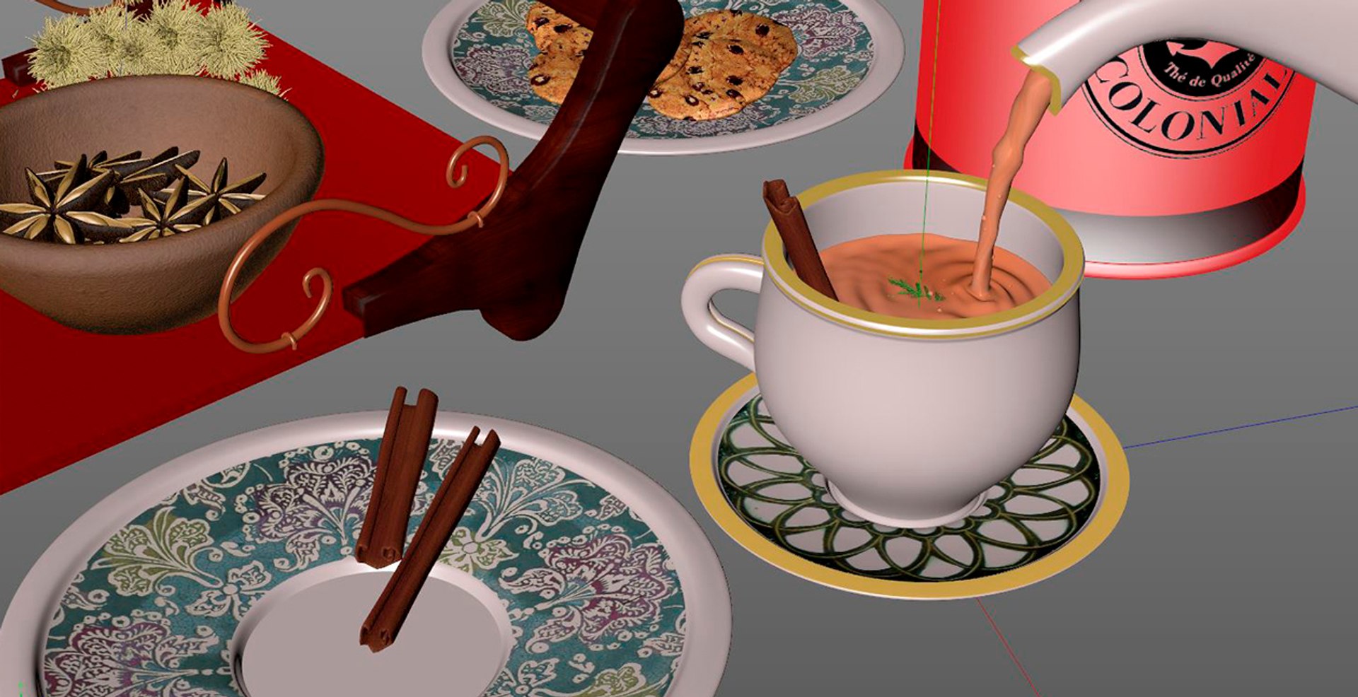 tea cookies table c4d