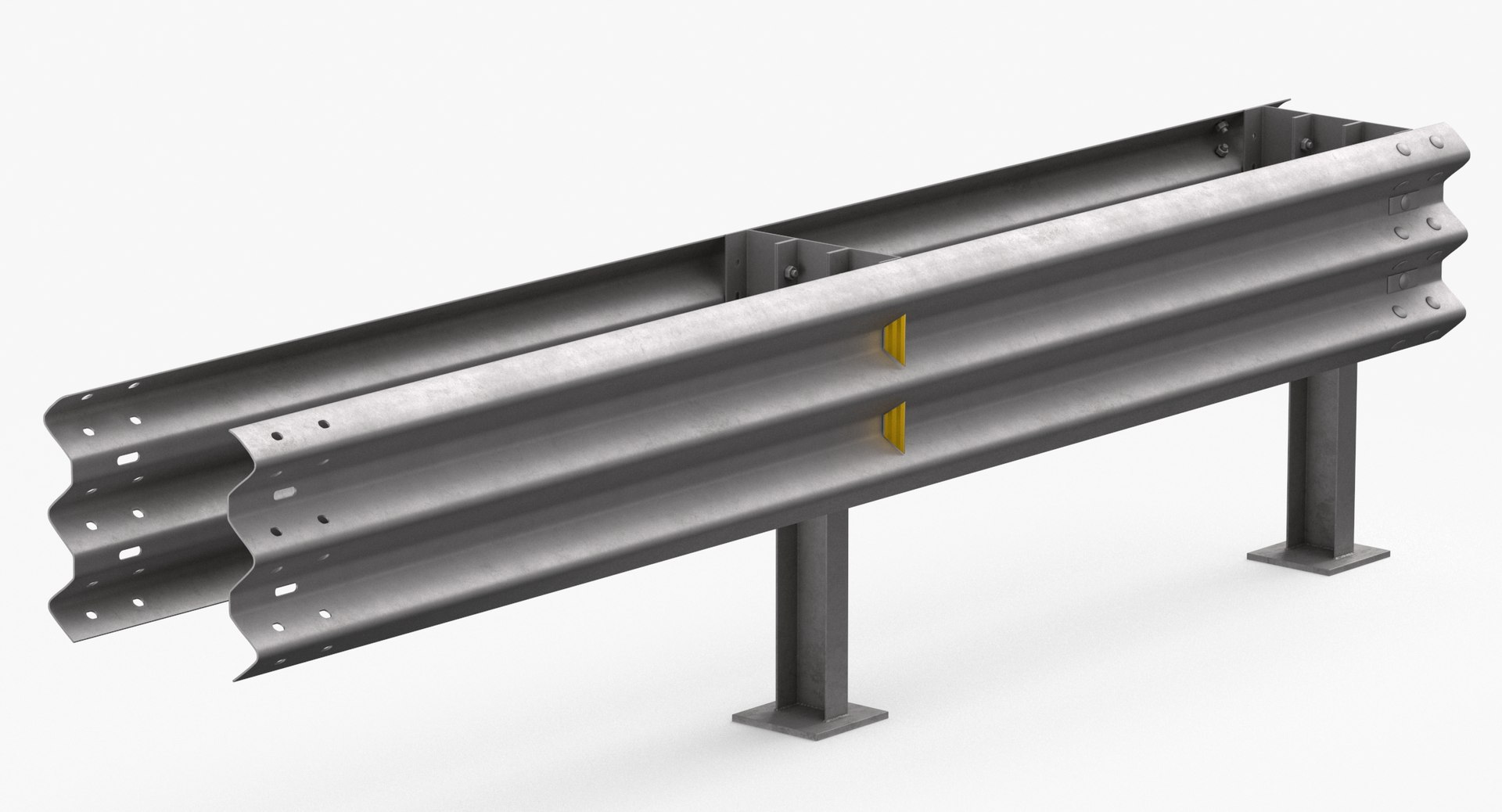 Guardrail Thrie Beam Straight Short Double 3D Model - TurboSquid 1915687