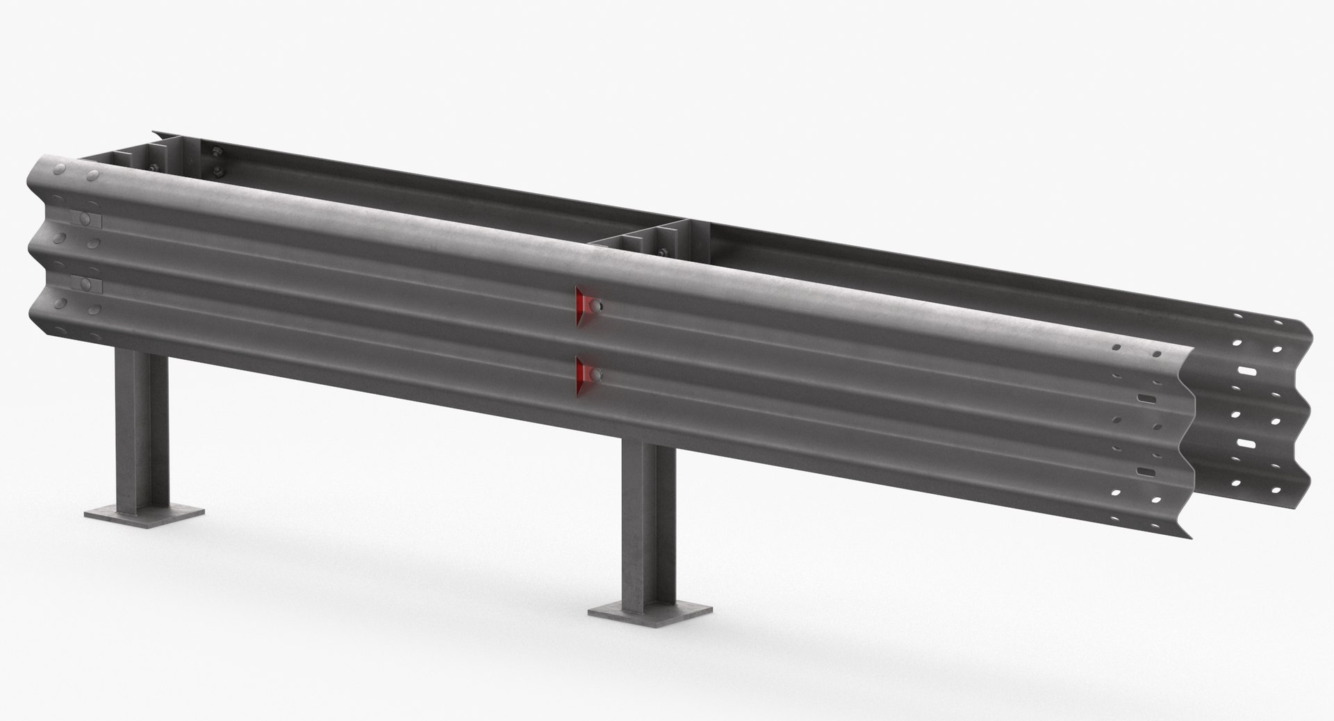 Guardrail Thrie Beam Straight Short Double 3D Model - TurboSquid 1915687
