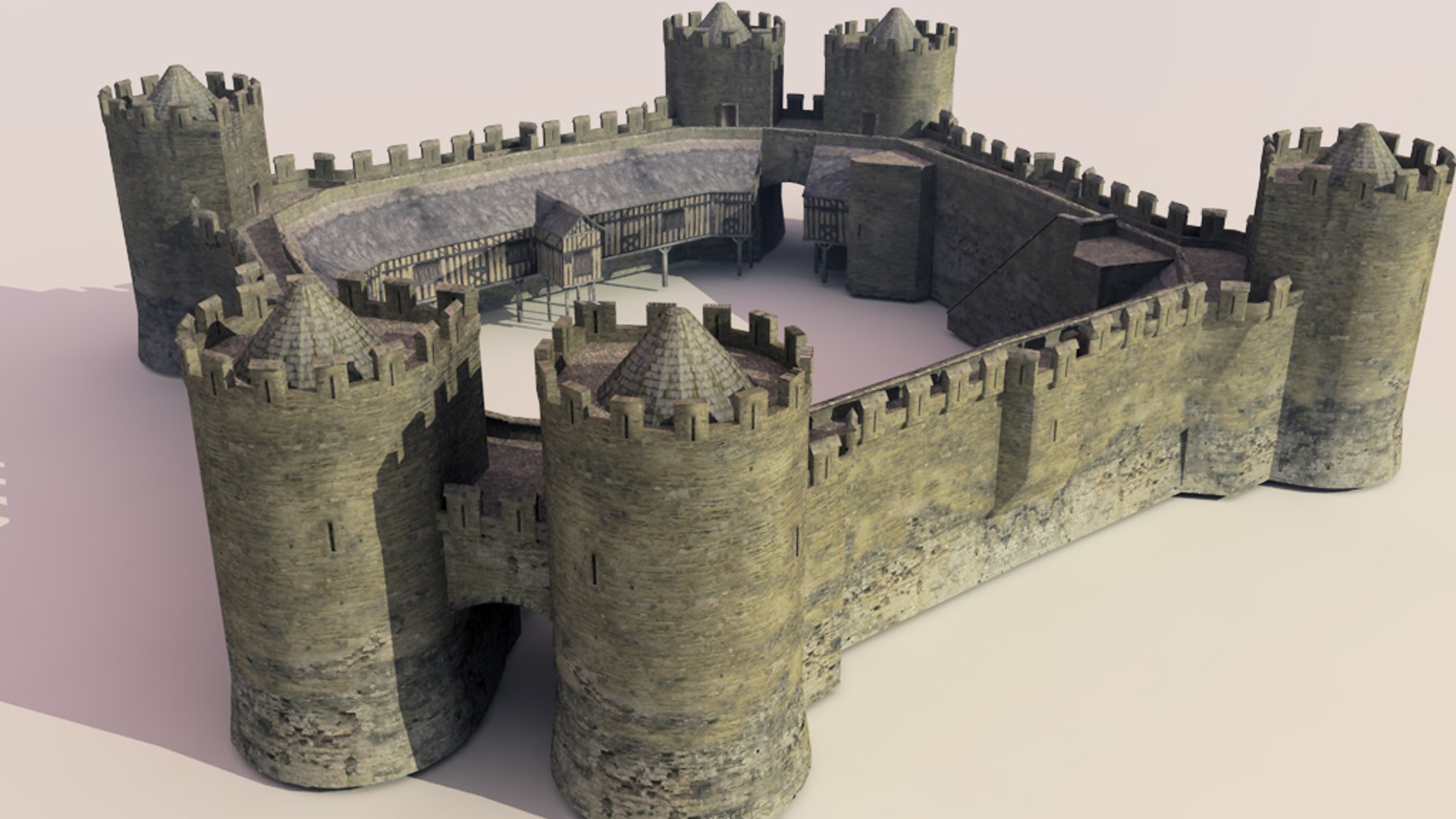 rhuddlan medieval castle 3d model