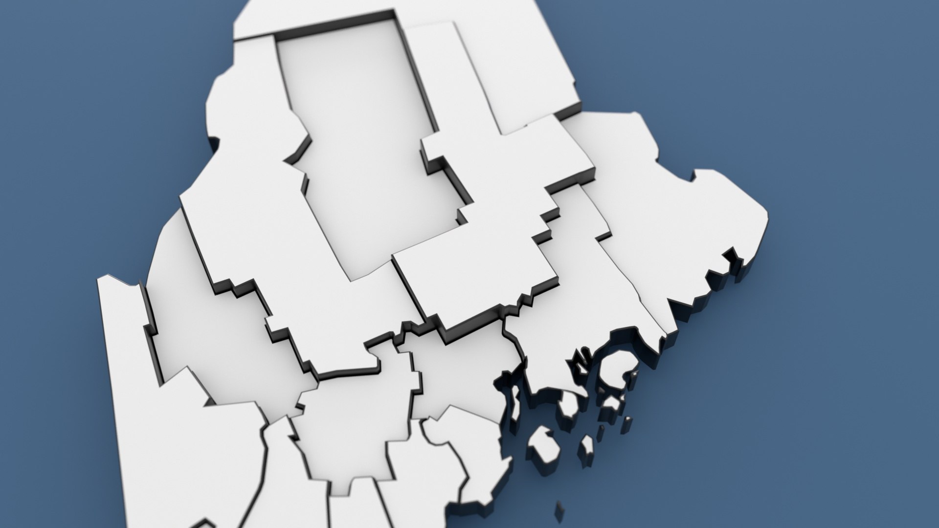 Maine Counties - Map Of United States Of America USA 3D Model ...