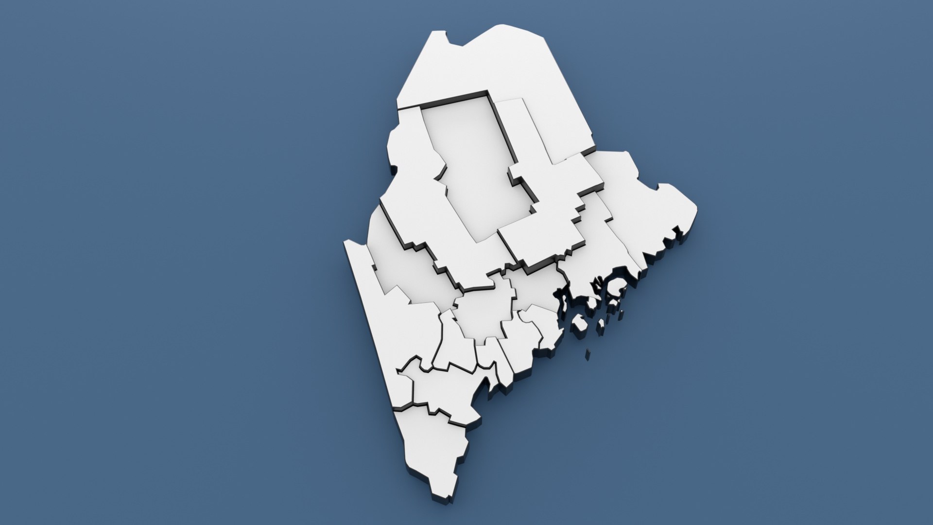Maine Counties - Map Of United States Of America USA 3D Model ...