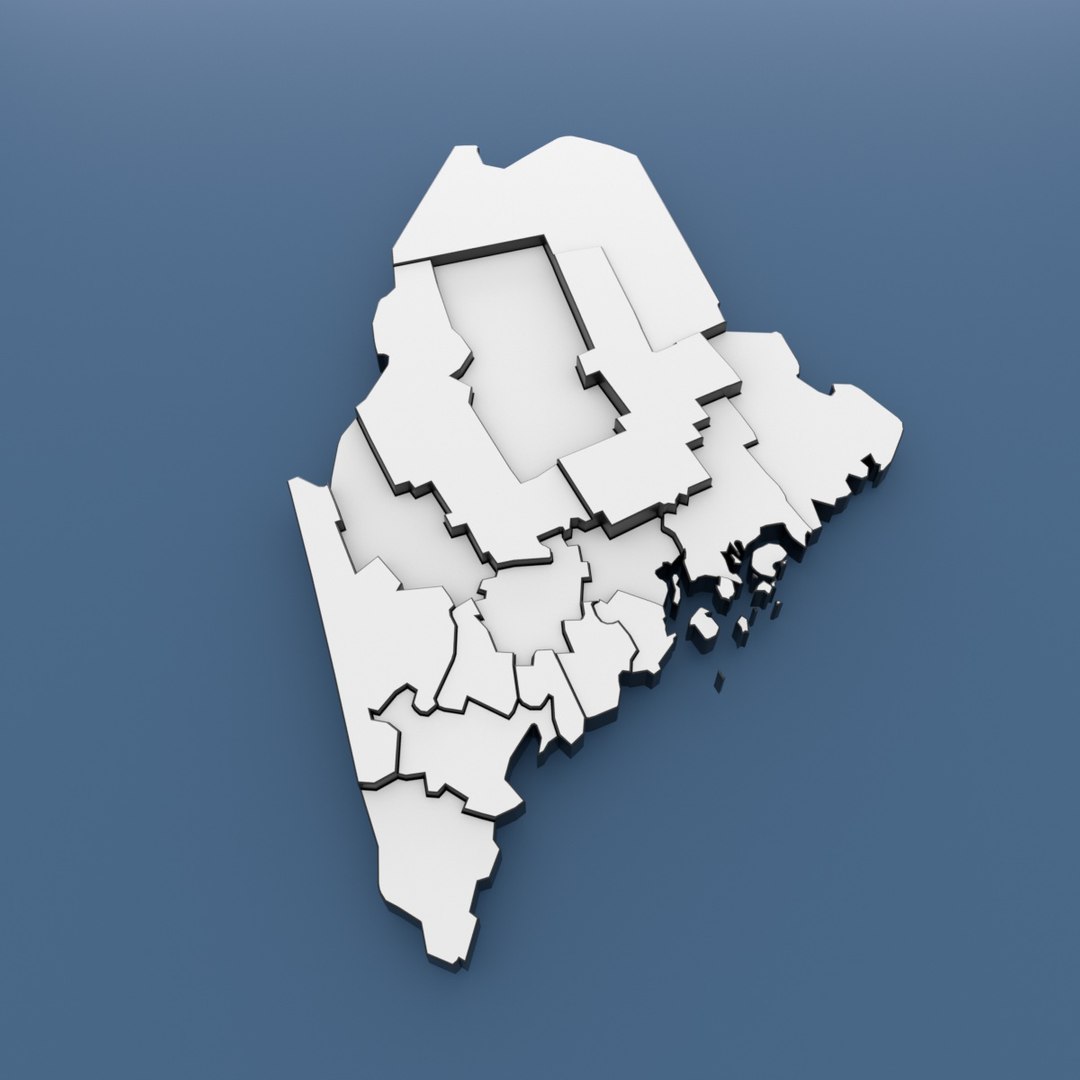 Maine Counties - Map Of United States Of America USA 3D Model ...