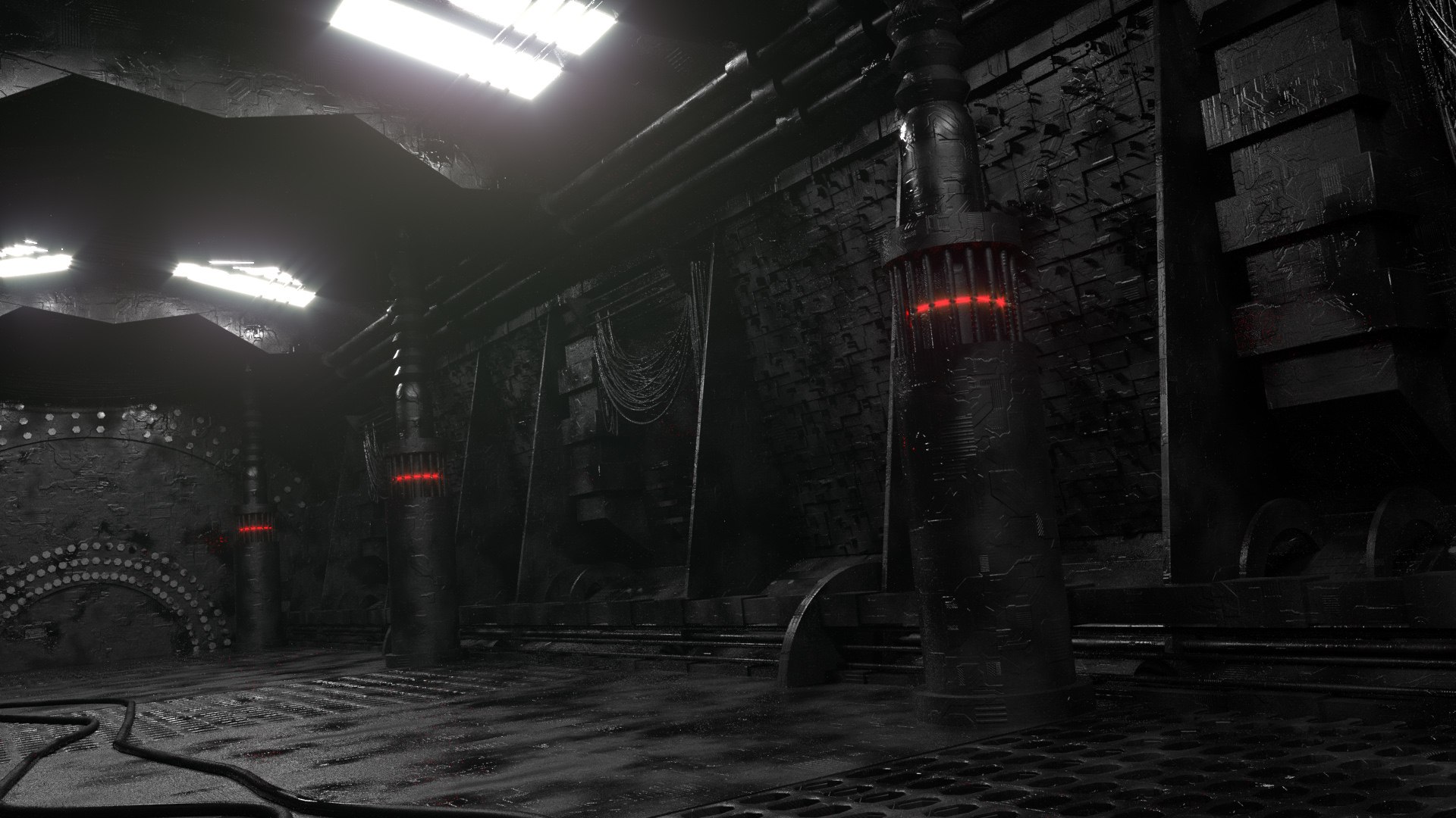 3D Dark Spaceship Corridor - TurboSquid 1954518