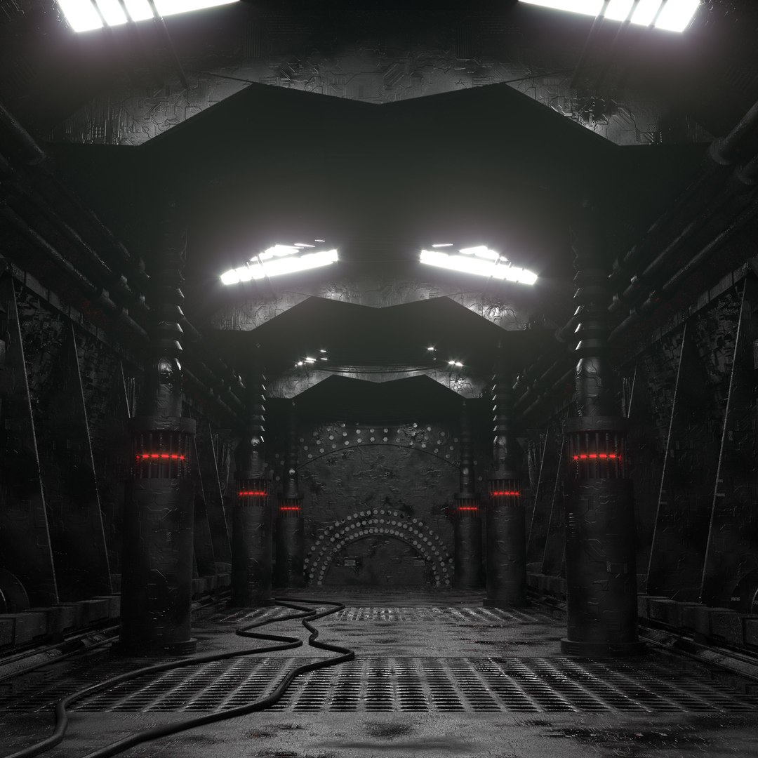 3D Dark Spaceship Corridor - TurboSquid 1954518