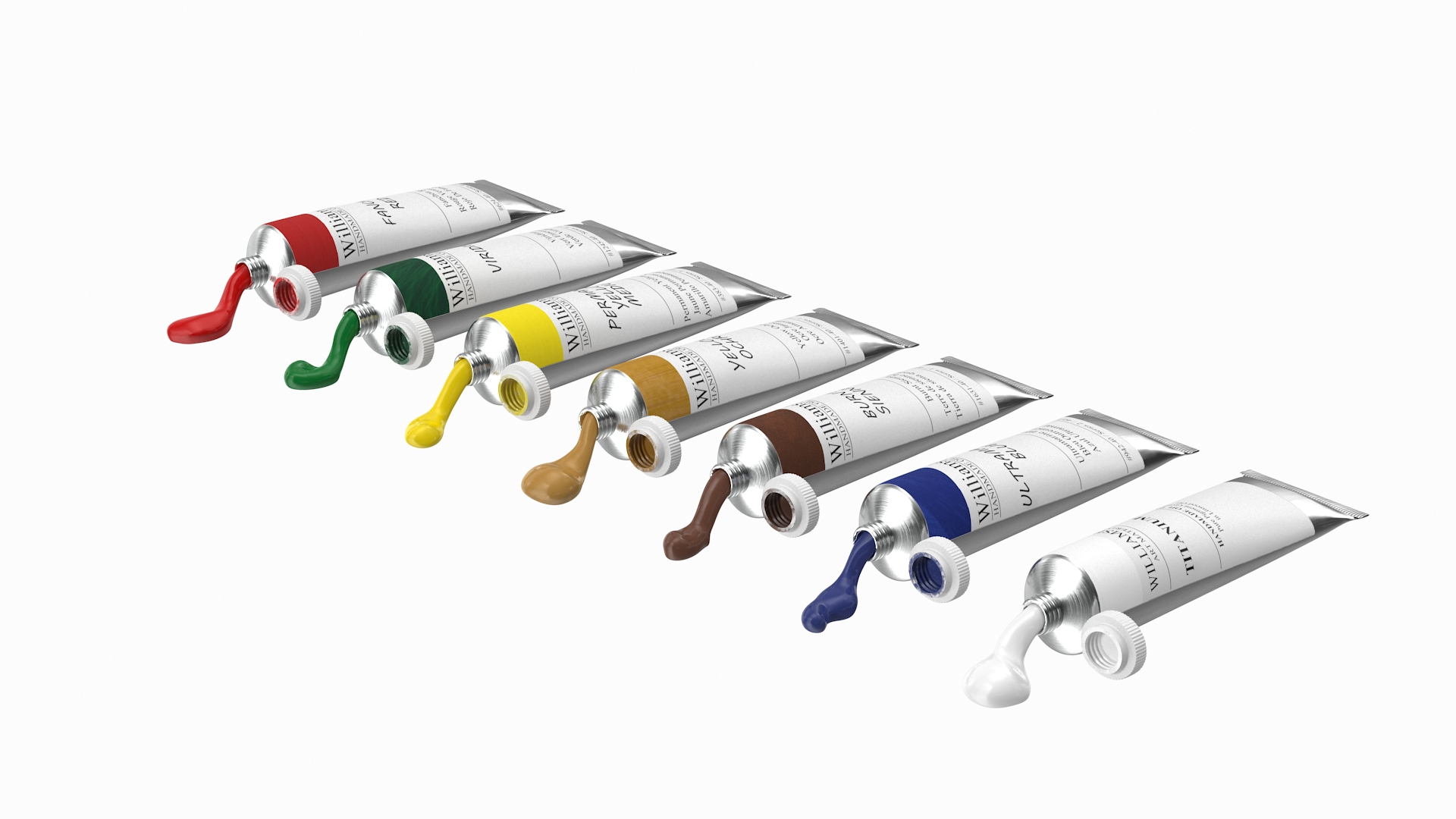 Williamsburg Spilled Oil Paint Tubes Set Model - TurboSquid 1855673