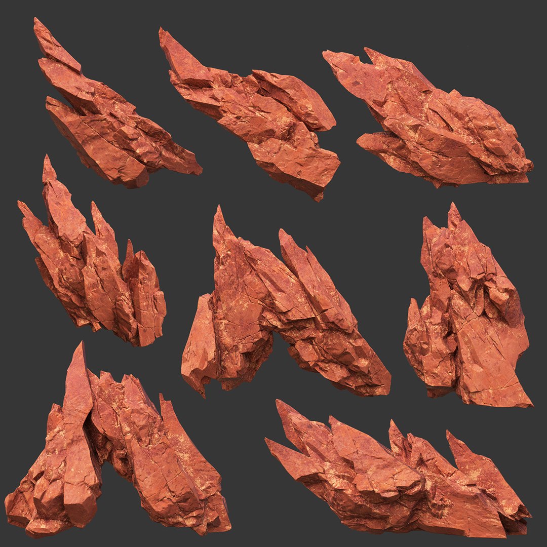 8 Low poly PBR Scifi Yellow Sharp Rock model - TurboSquid 2163592