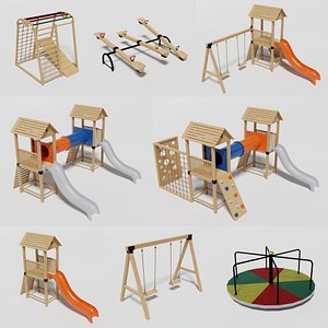 Modern children playground model - TurboSquid 1280023