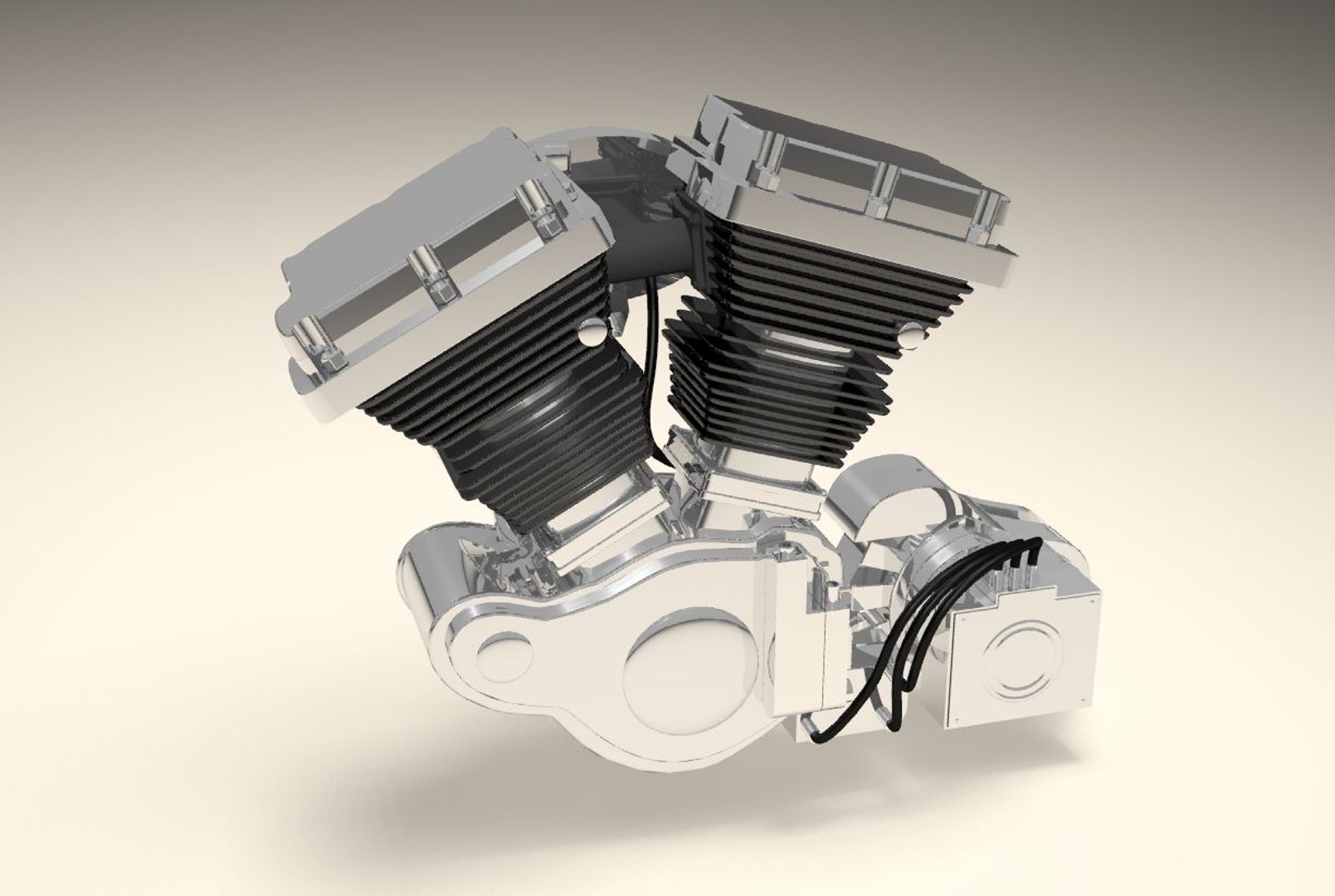 V Twin Motorbike Engine 3d Model