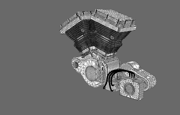 v twin motorbike engine 3d model