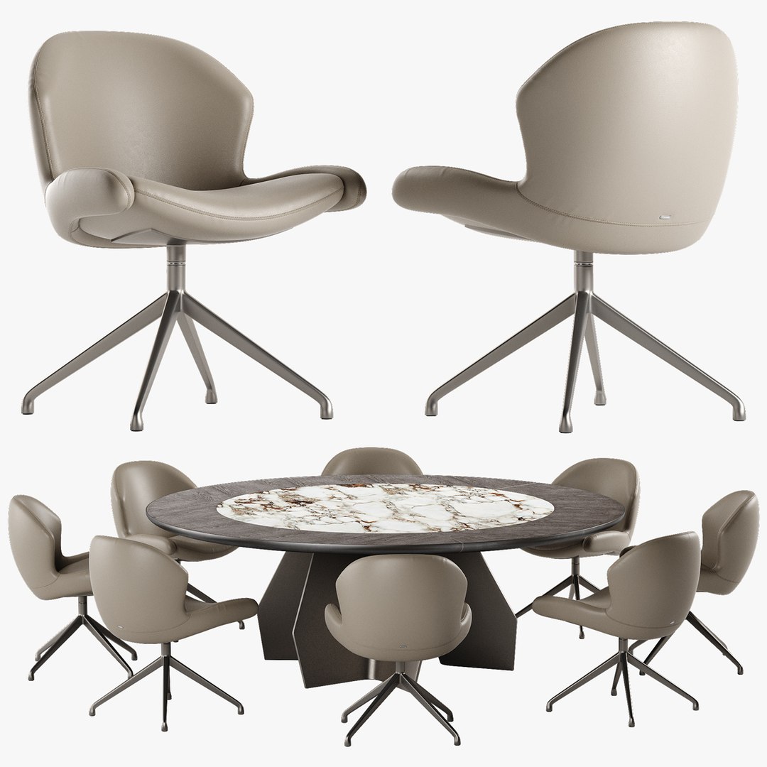 Cattelan Italia Senator Round Table Rachel Chair Set 3D Model ...