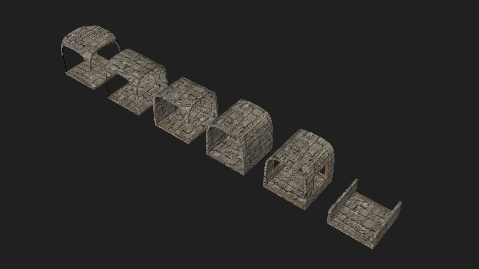 modular corridor - medieval 3d 3ds