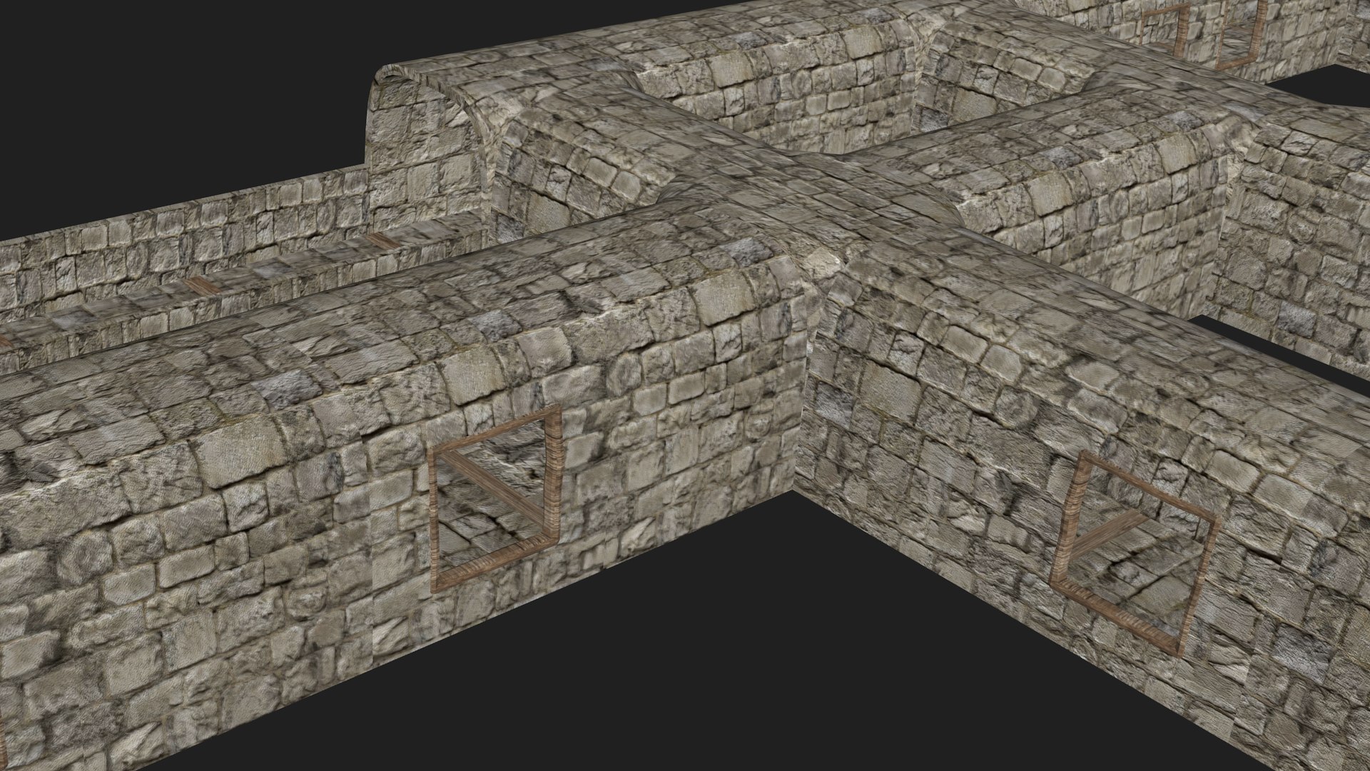 modular corridor - medieval 3d 3ds