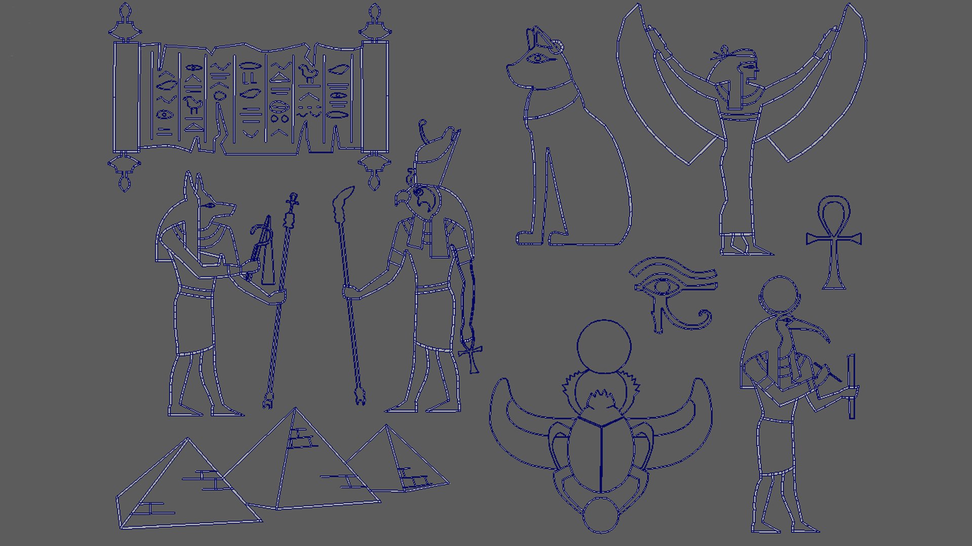 3D Egyptian Silhouettes Pack - TurboSquid 2031558
