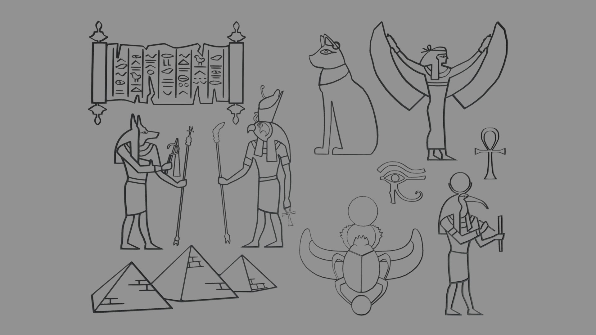 3D Egyptian Silhouettes Pack - TurboSquid 2031558