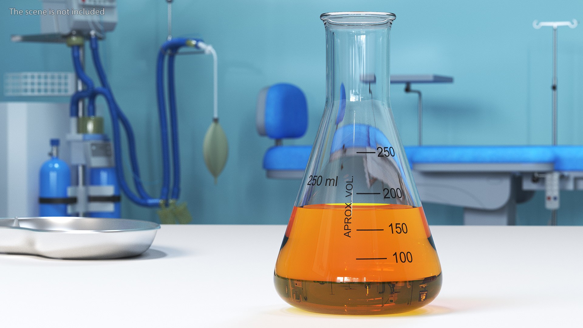 Erlenmeyer Flasks 250 ml with Chemical Reagents Set 3D model ...