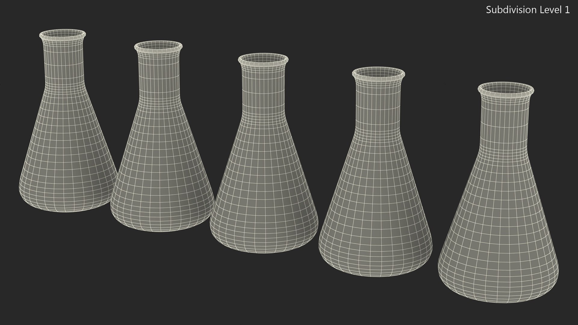 Erlenmeyer Flasks 250 ml with Chemical Reagents Set 3D model ...