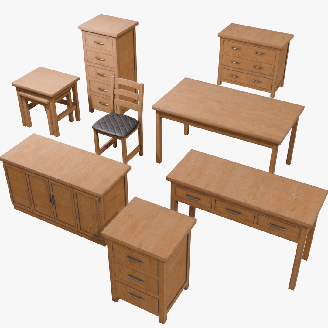 3D Model Oak Furniture Collection - TurboSquid 2355072