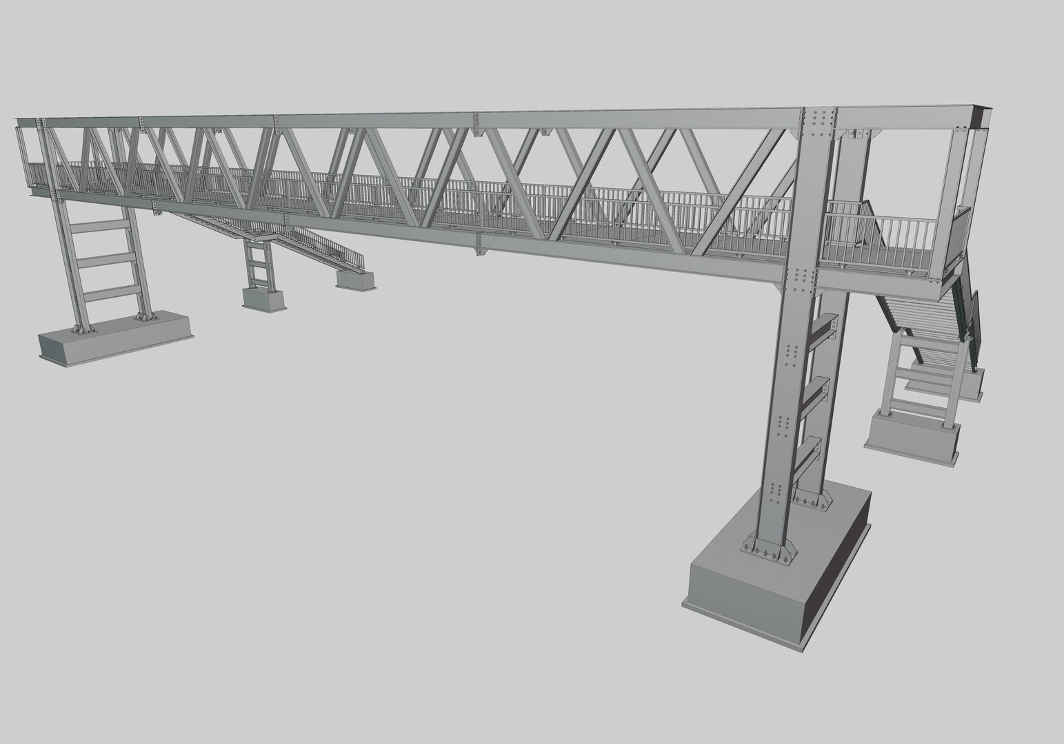 Steel Pedestrian Bridge - Two Columns - Truss Type-9 3D - TurboSquid ...