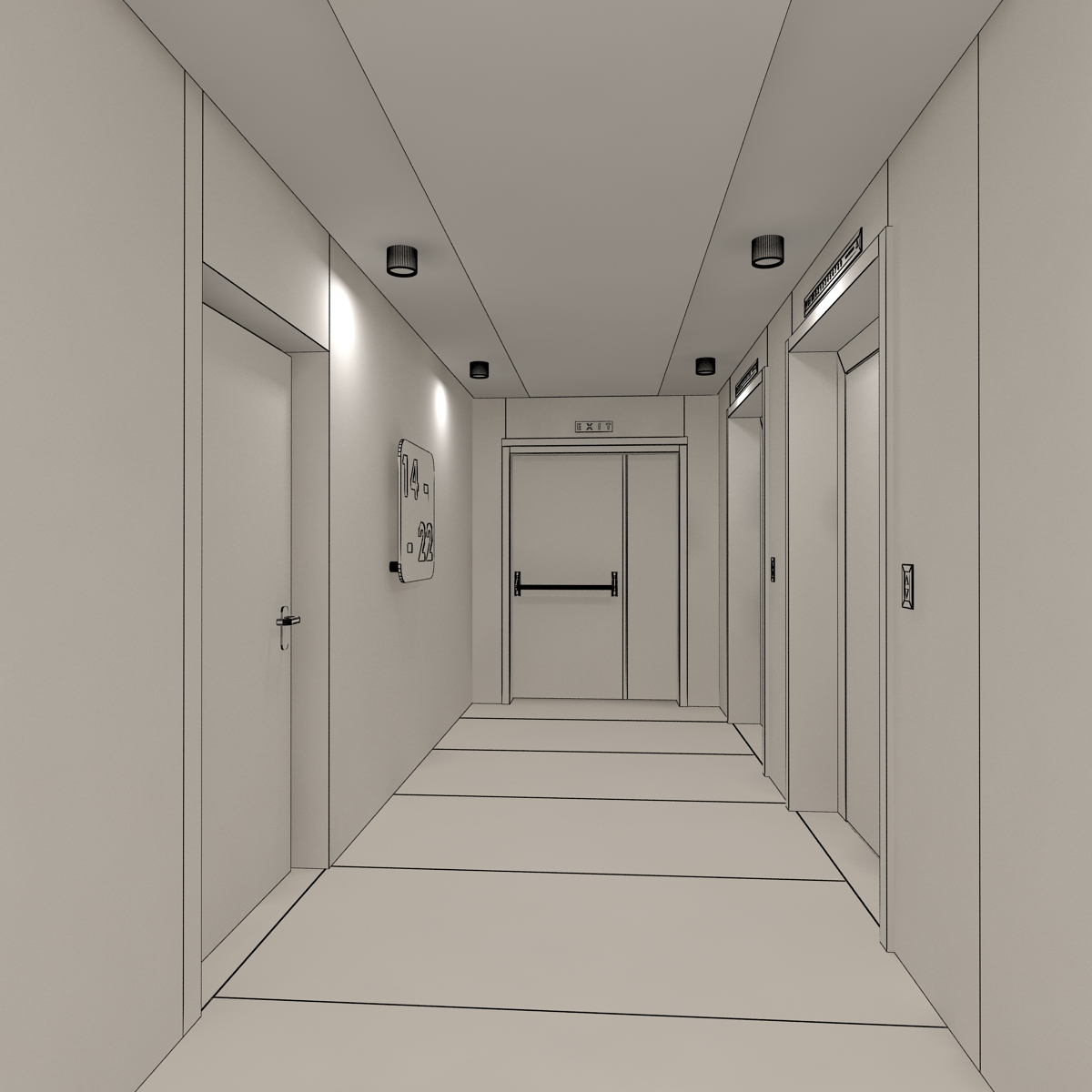 scene modern corridor interior 3d model