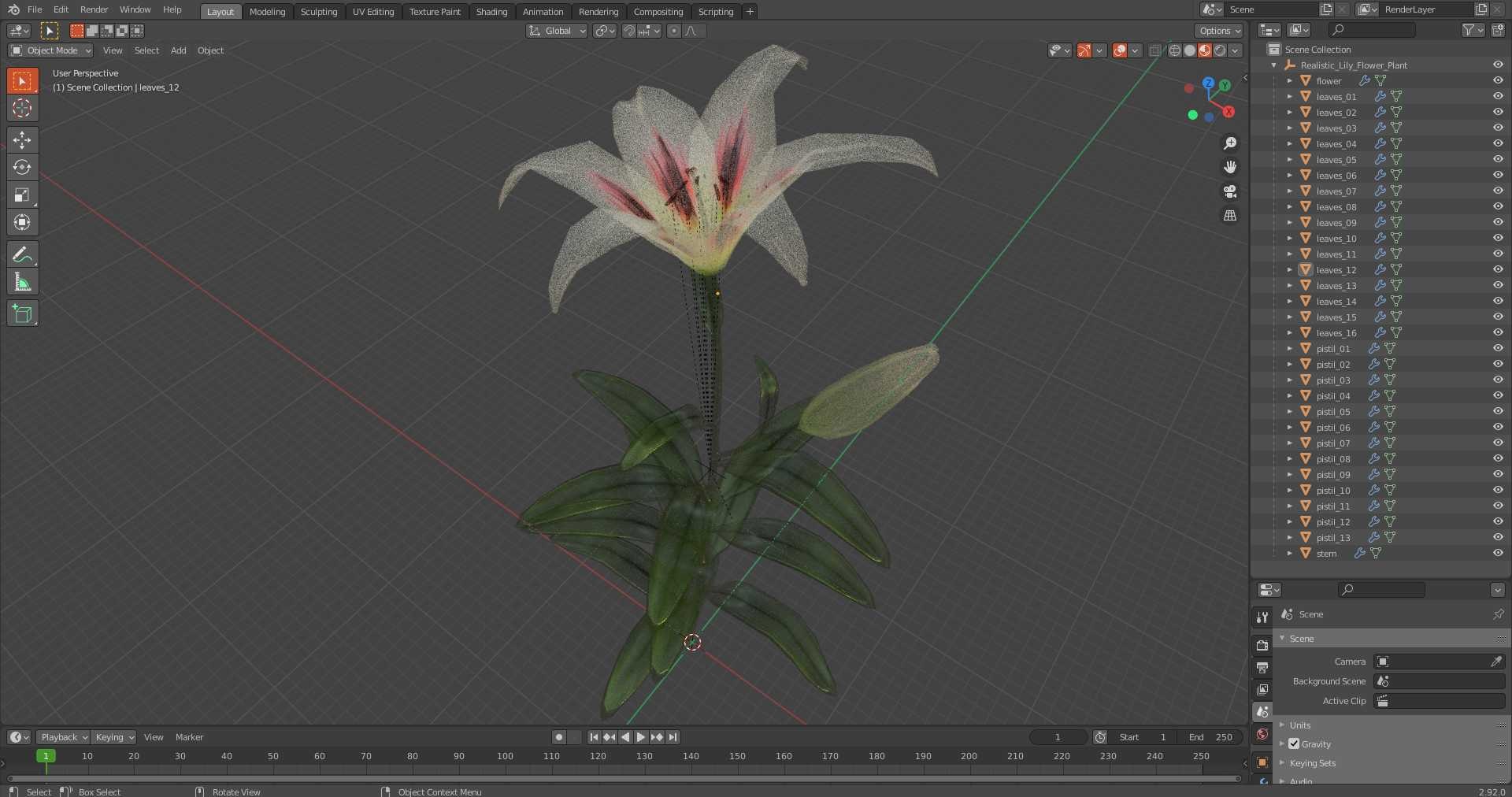 3D Realistic Lily Flower Plant - TurboSquid 2246847