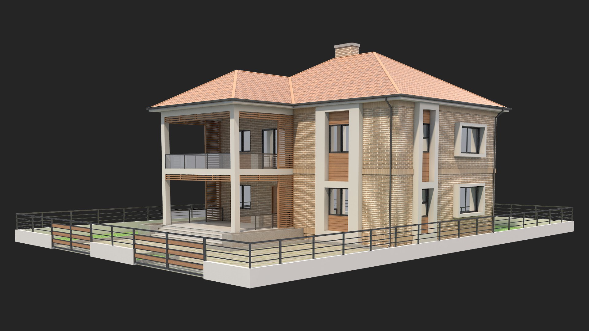 Two Storey Brick House 2 3D Model - TurboSquid 2197714