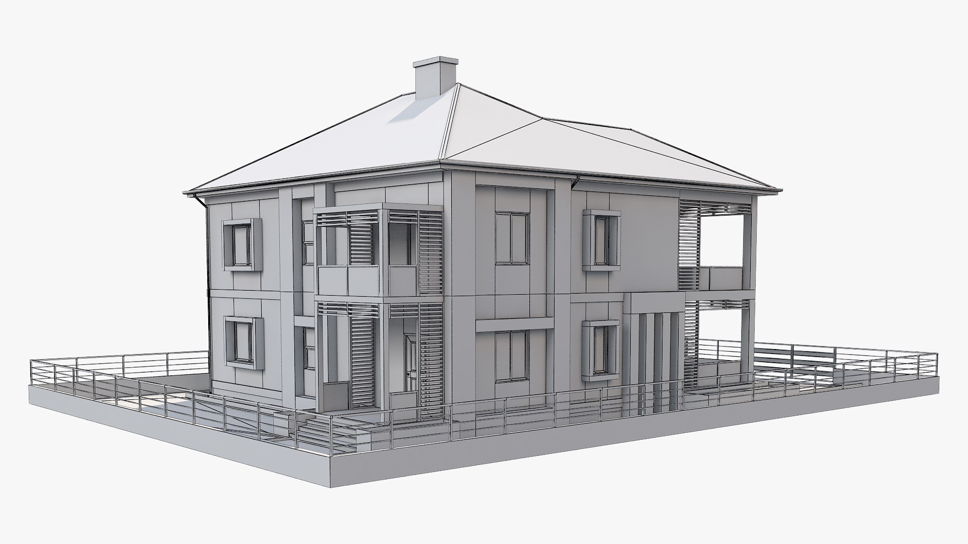 Two Storey Brick House 2 3D Model - TurboSquid 2197714
