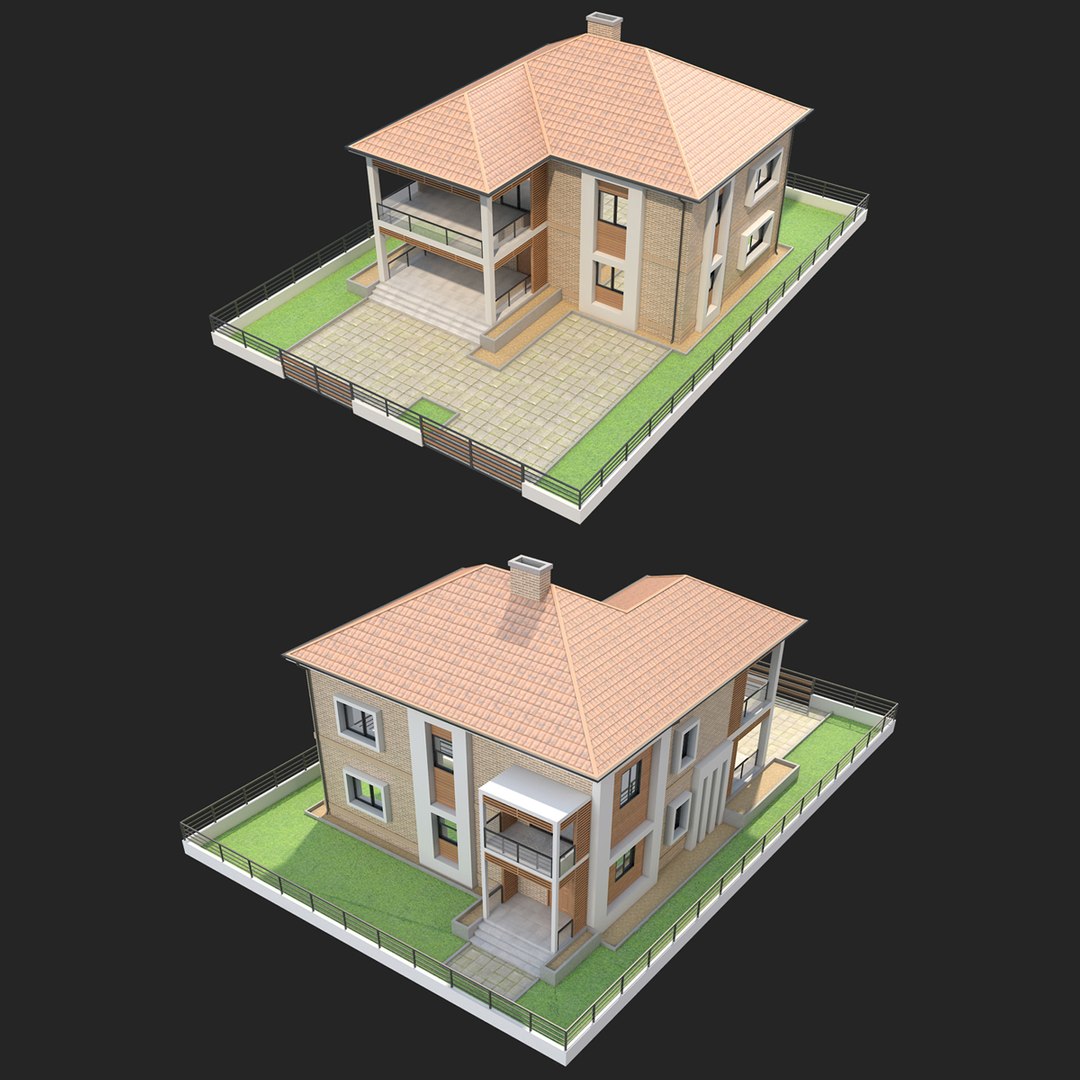 Two Storey Brick House 2 3D Model - TurboSquid 2197714
