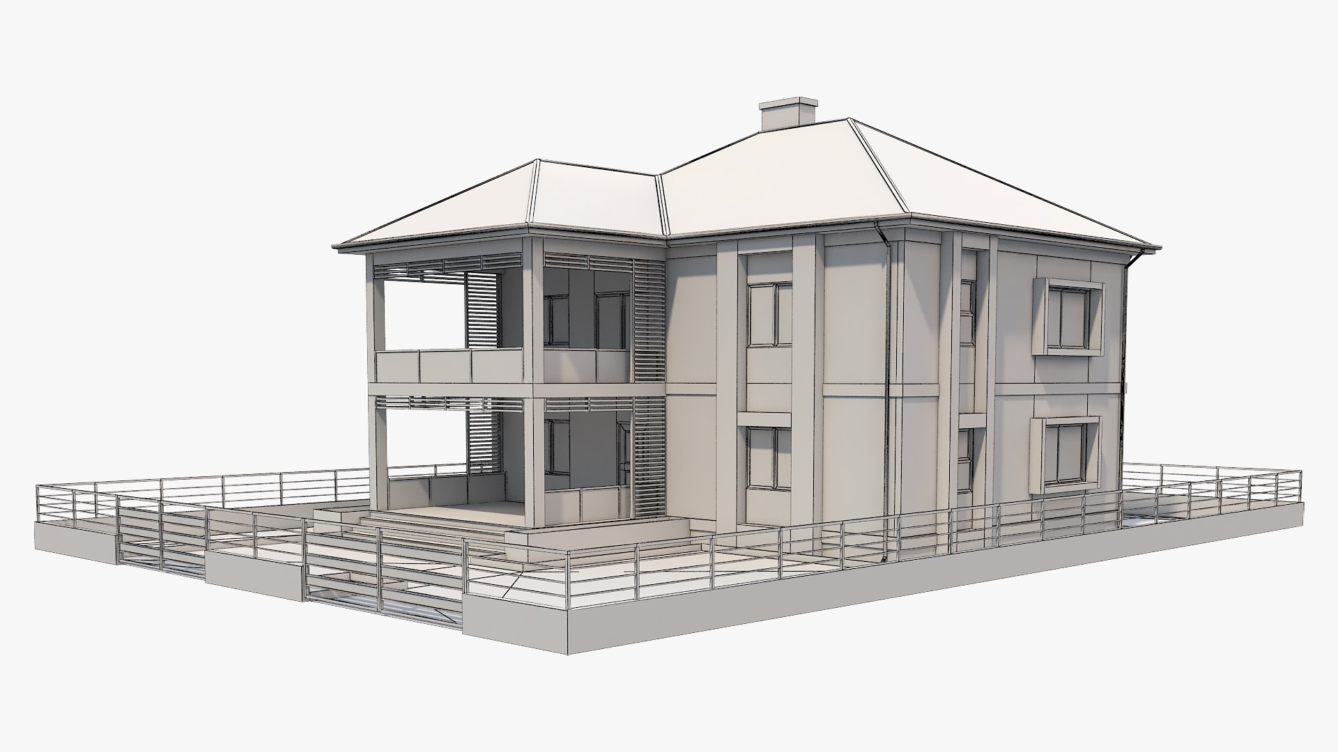 Two Storey Brick House 2 3D Model - TurboSquid 2197714