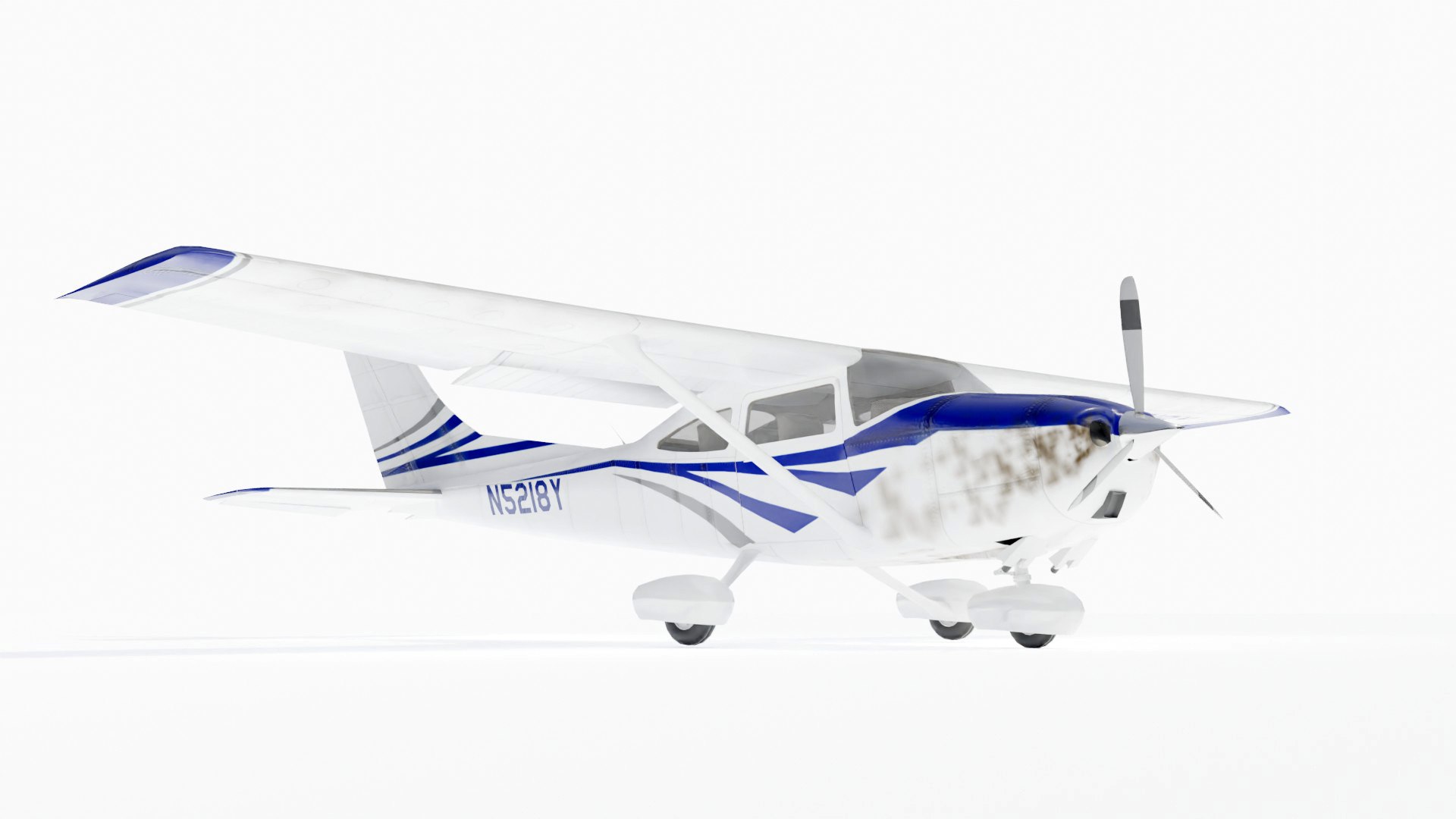 3d Model Of Small Single Prop Plane
