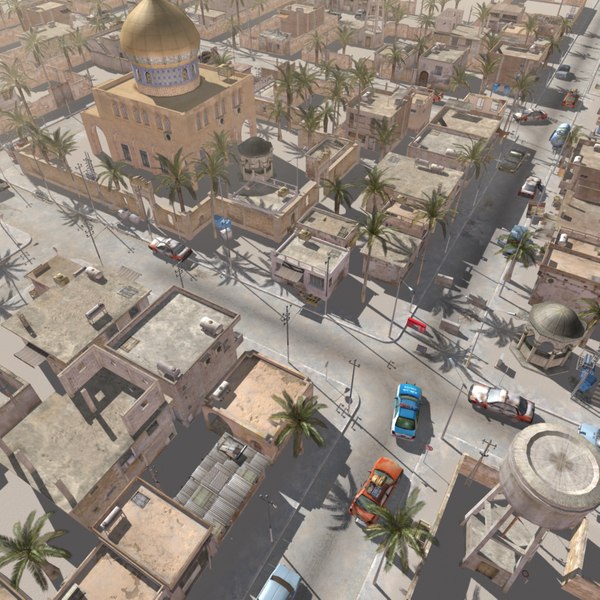 arab town-set01 mosque town 3d model