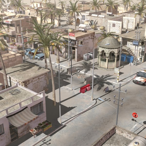 arab town-set01 mosque town 3d model