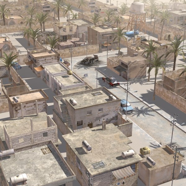 arab town-set01 mosque town 3d model