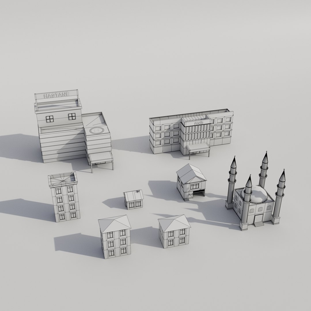 3D Low Poly Buildings Model - TurboSquid 1930083