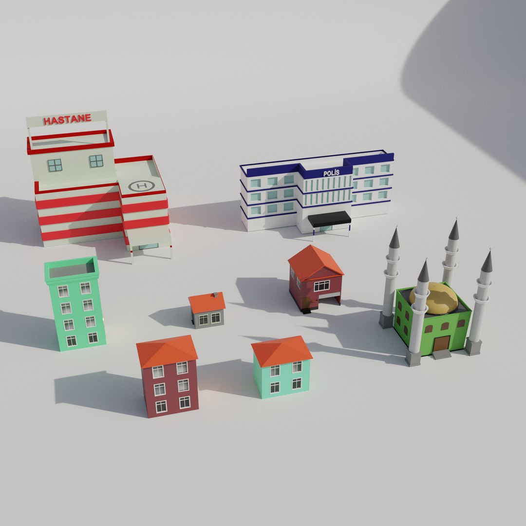 3D Low Poly Buildings Model - TurboSquid 1930083