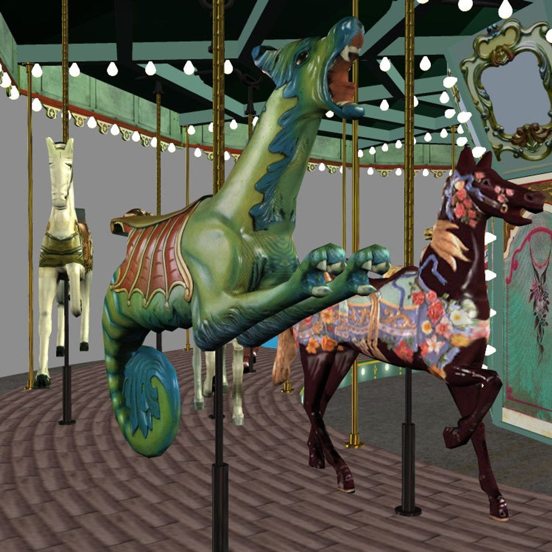 Mixed Carousel Animals Pzcrsl 3d Model