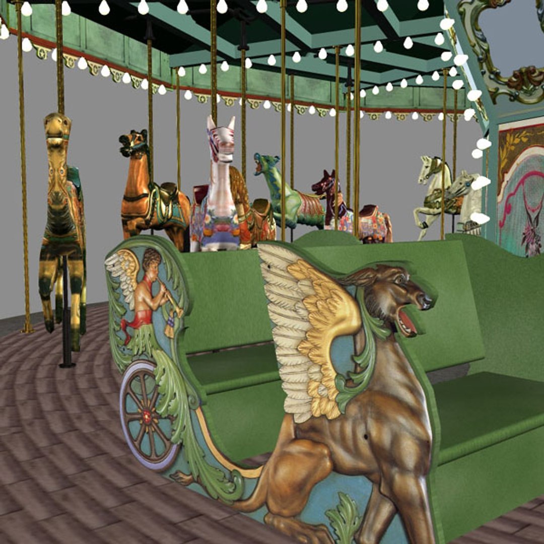 Mixed Carousel Animals Pzcrsl 3d Model