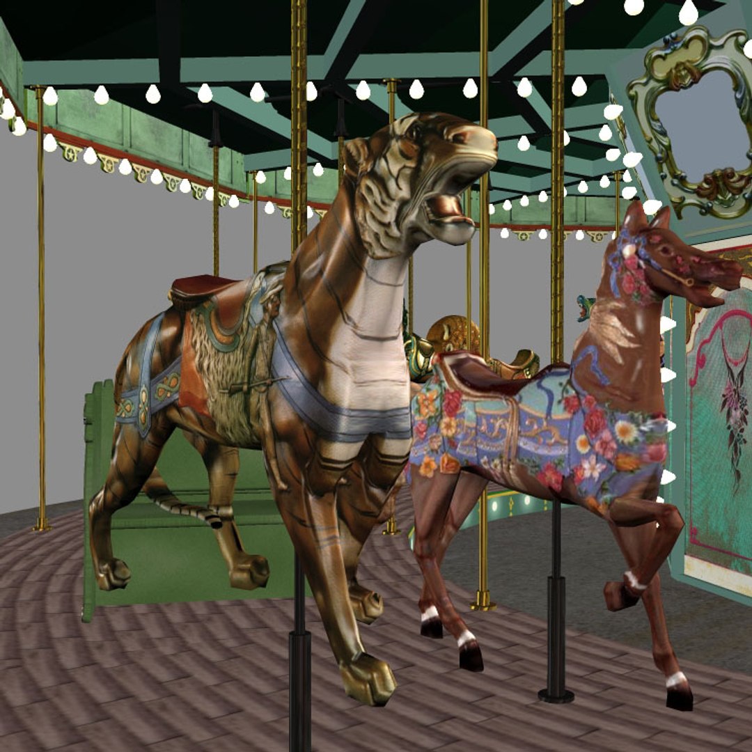 Mixed Carousel Animals Pzcrsl 3d Model