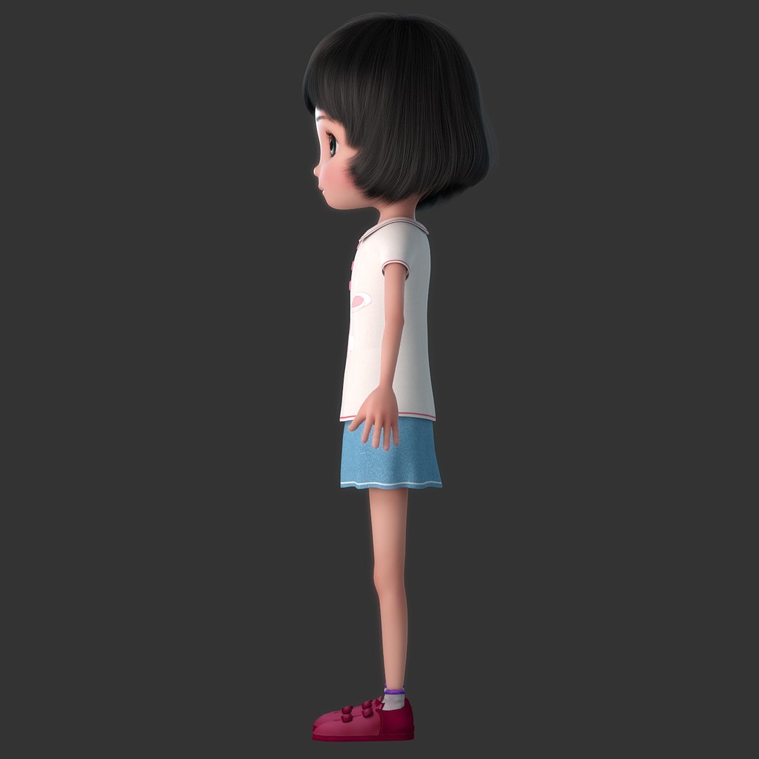 Cartoon rigged girl 3D model - TurboSquid 1214334