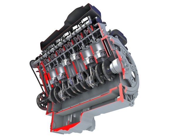 modelo 3d Corte de motor de animación V12 encendido - TurboSquid 1368783