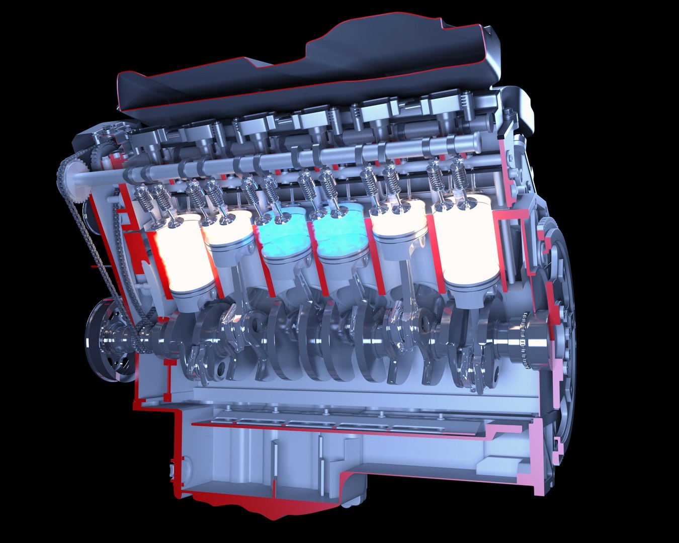 3D Cutaway V12 Engine Ignition - TurboSquid 1368783