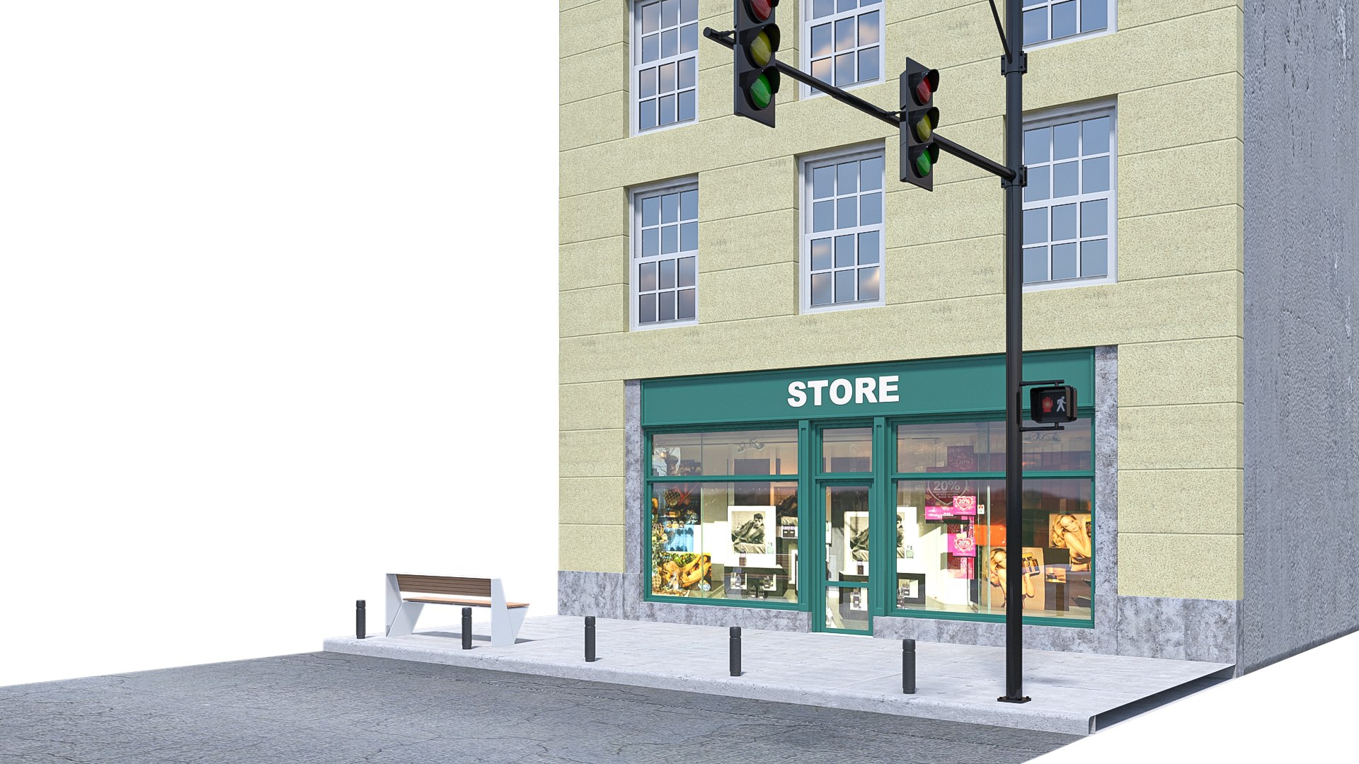 3D City Street Module 01 - TurboSquid 2298226