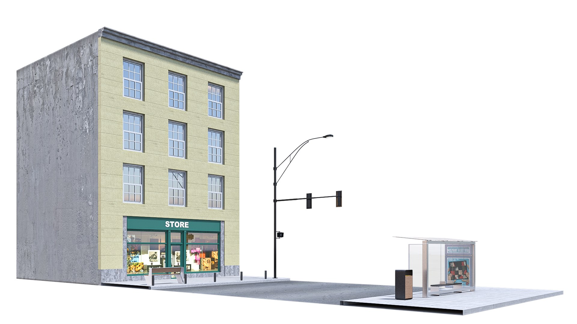 3D City Street Module 01 - TurboSquid 2298226