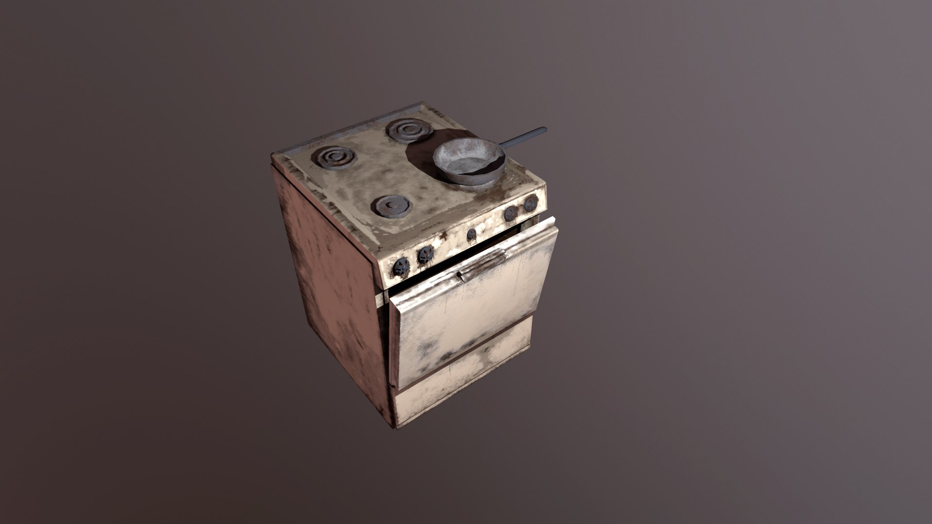 3d model abandoned kitchen stove