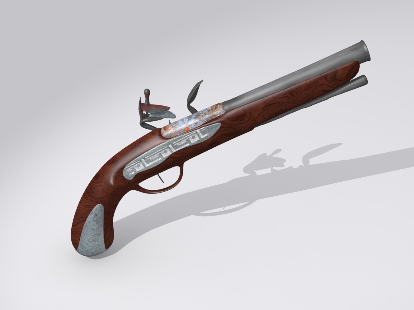 3d Model Old Gun Pistol