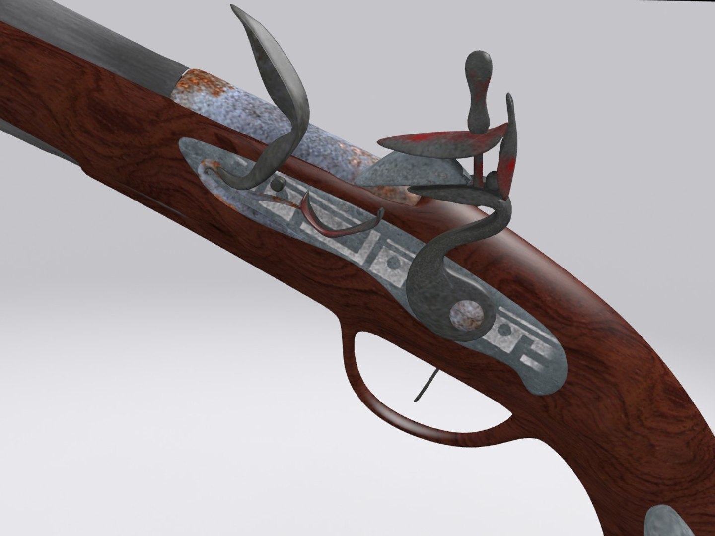 3d Model Old Gun Pistol